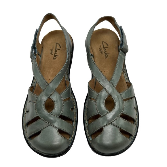Clarks | Shoes | Clarks Leather Cut Out Fisherman Sandals Teal 75 New ...